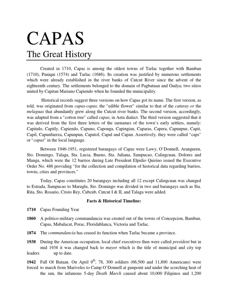 History Municipality of Capas | PDF | Philippines