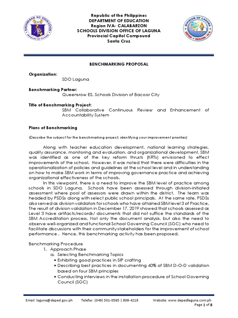 Benchmarking Proposal Pdf Benchmarking Governance