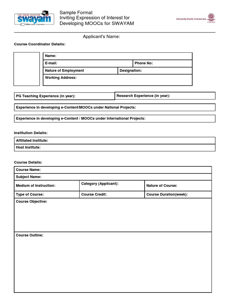 (Sample) SWAYAM MOOCs Proposal | PDF | Massive Open Online Course ...