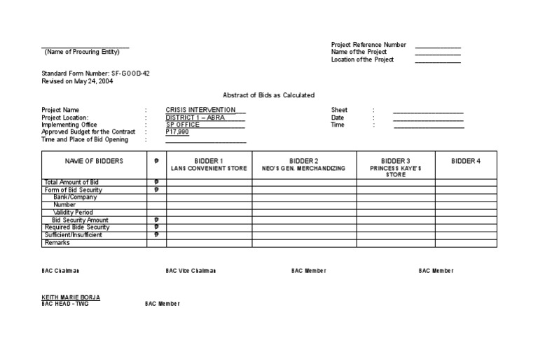 Abstract of Bids - Contract | PDF