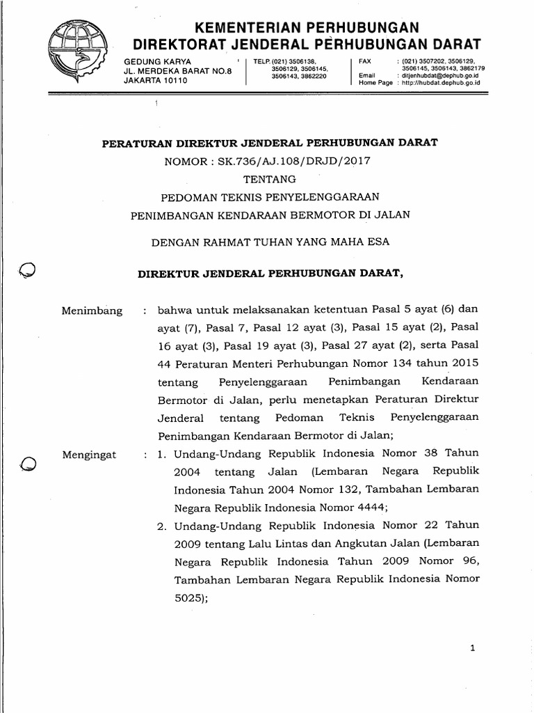 SK.736 TTG Penyelenggaraan PKB Di Jalan | PDF