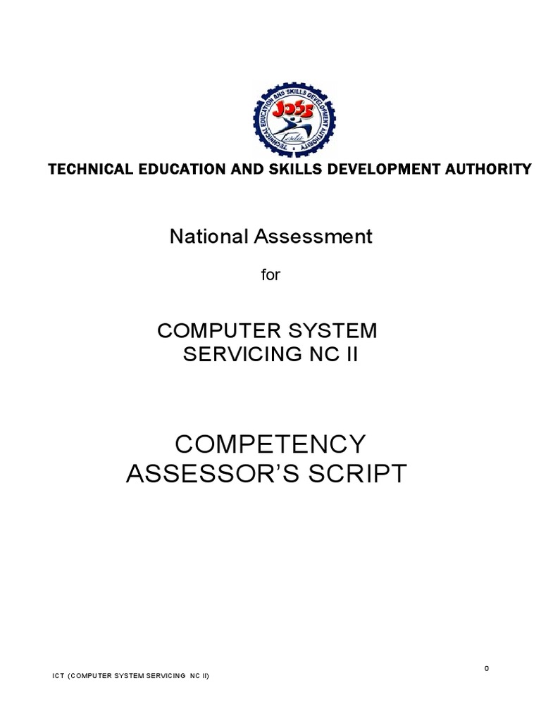 Competency Assessor'S Script: National Assessment | PDF | Educational ...