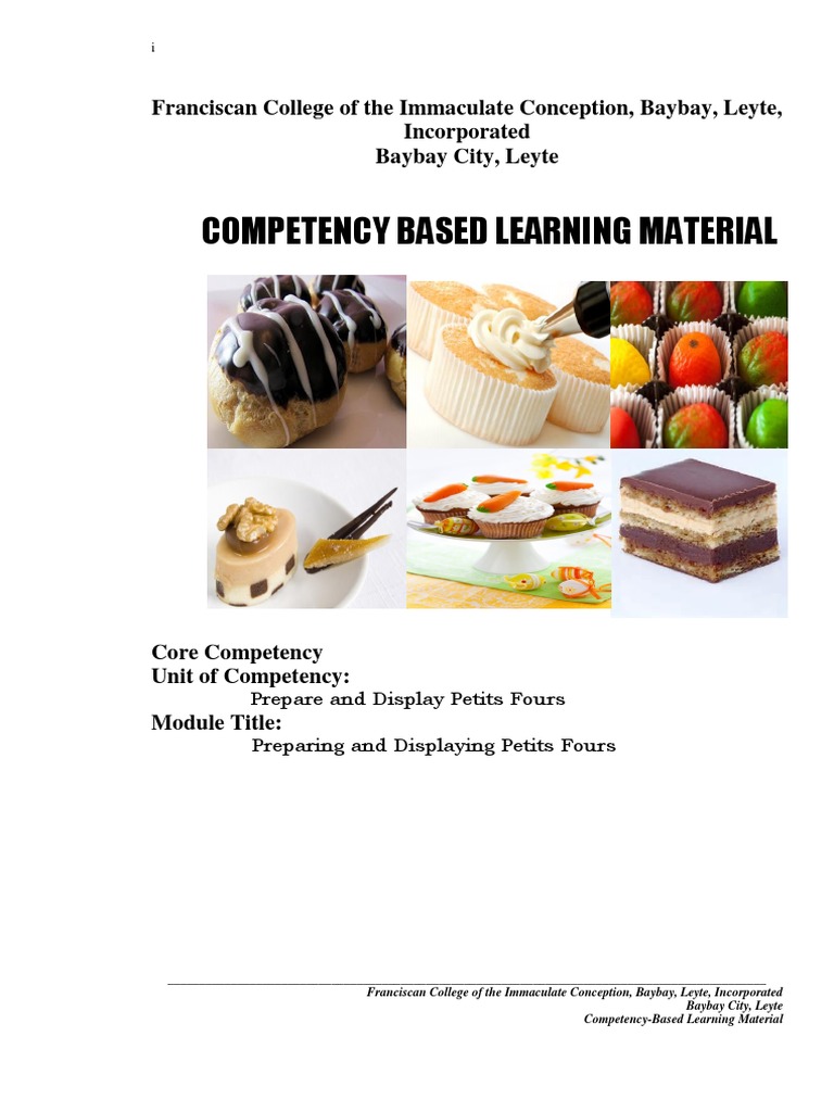 CBLM BPP Prepare and Display Petits Fo | PDF | Cakes | Butter
