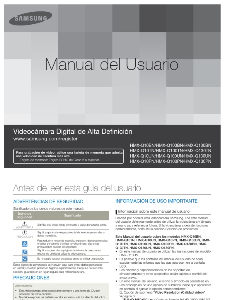 Manual de Camara Samsung HD | PDF | Hdmi | Microsoft Windows