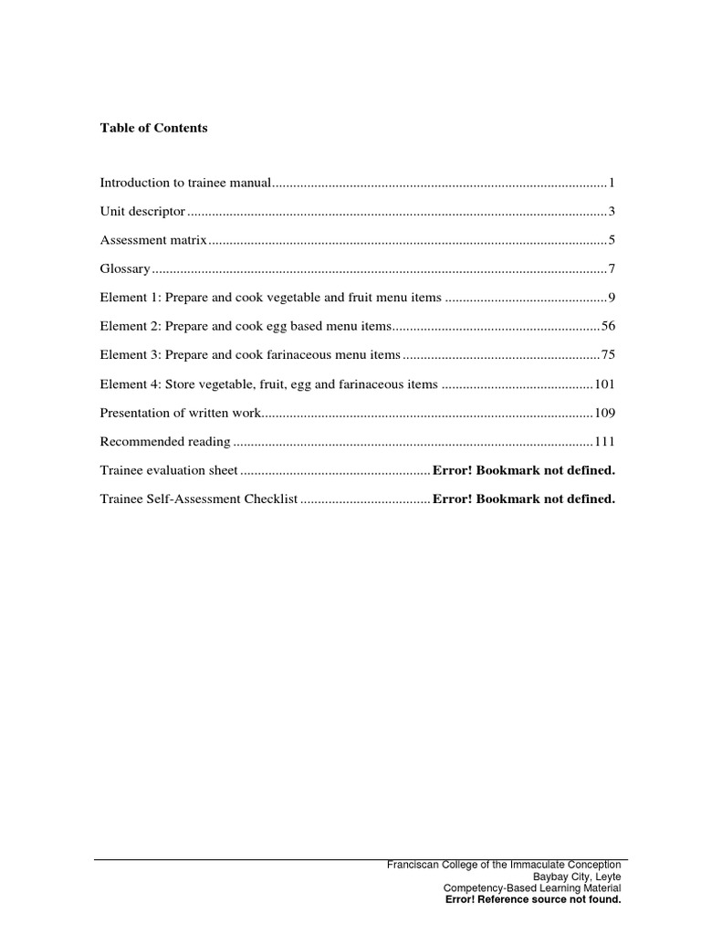 Cookery CBLM Prepare Eggs, Vegetables and Farinaceous Dishes | PDF ...