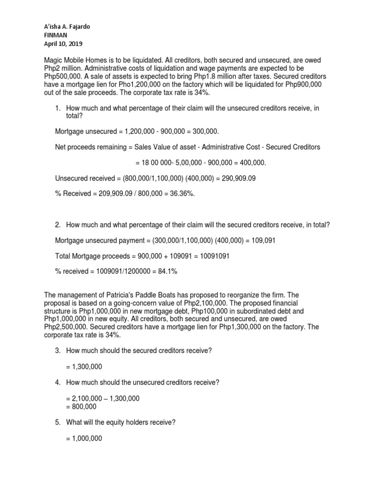 Assignment | PDF | Unsecured Debt | Stocks