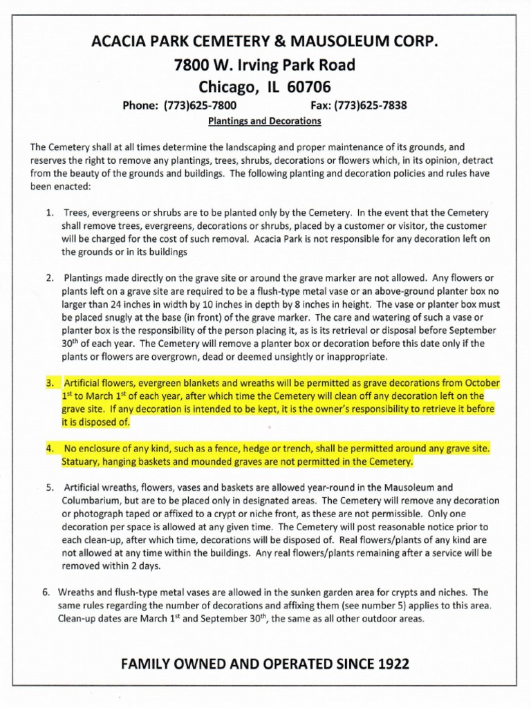 Cemetery Rules | PDF