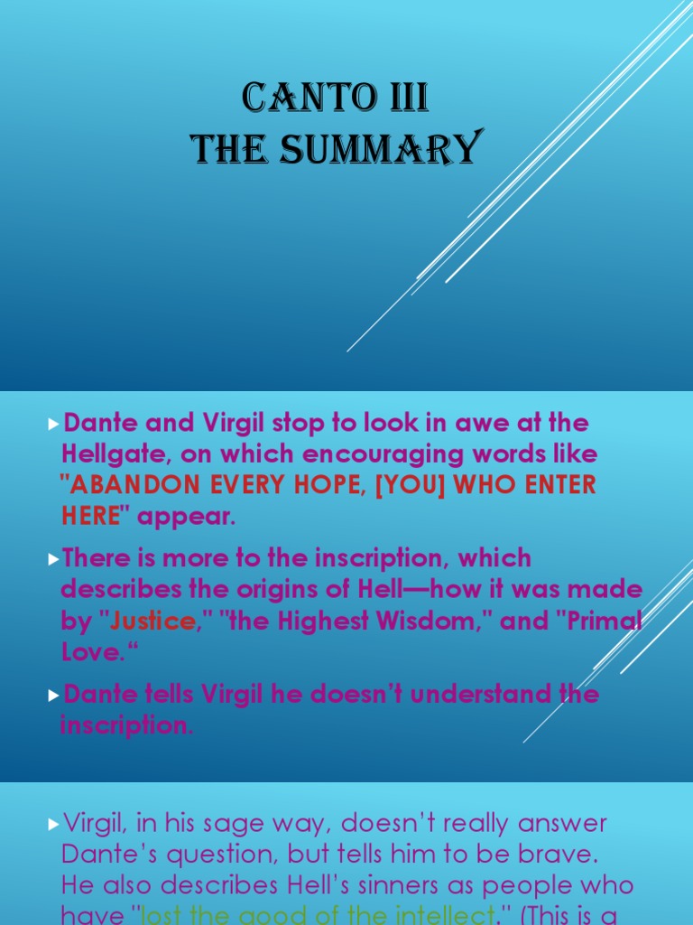 Canto Iii The Summary | PDF | Hell | Religious Belief And Doctrine