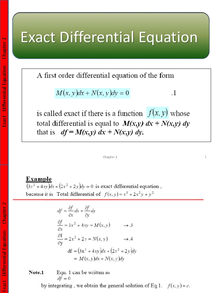 Solving Exact Differential Equations | PDF | Ordinary Differential ...