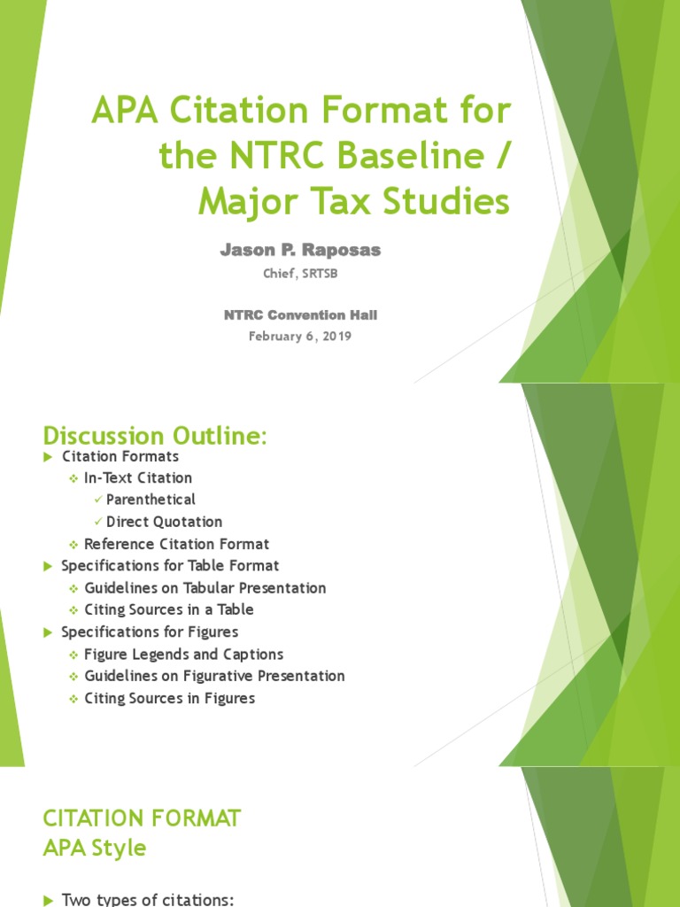 APA Style of Citation Format - For Presentation | PDF | Value Added Tax ...