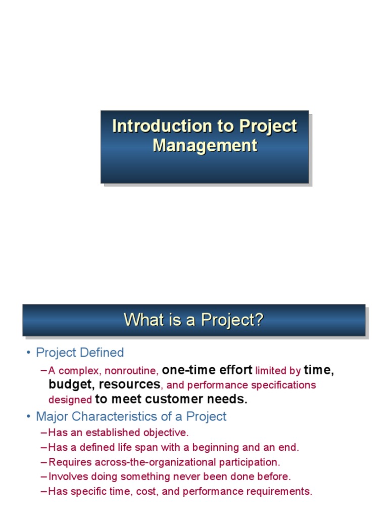 Introduction To Project Management | PDF | Project Management | Project ...