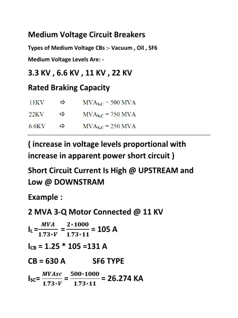 MVCB and Short Circuit Levels | PDF