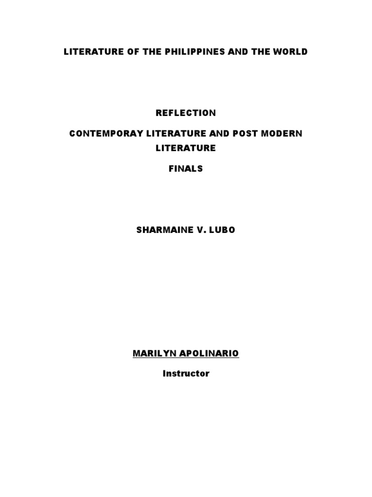 Sharmaine Lubo Reflection Finals | PDF | General Fiction