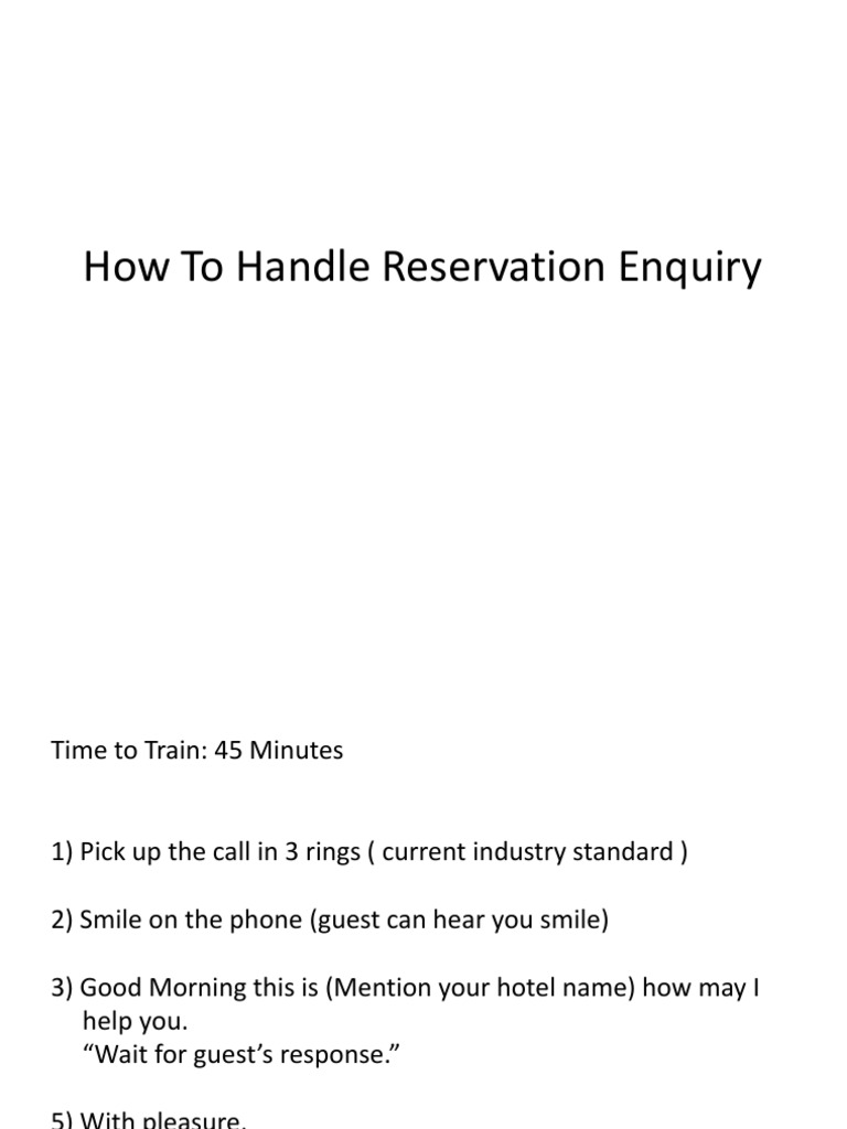 Effective Reservation Inquiry Handling | PDF