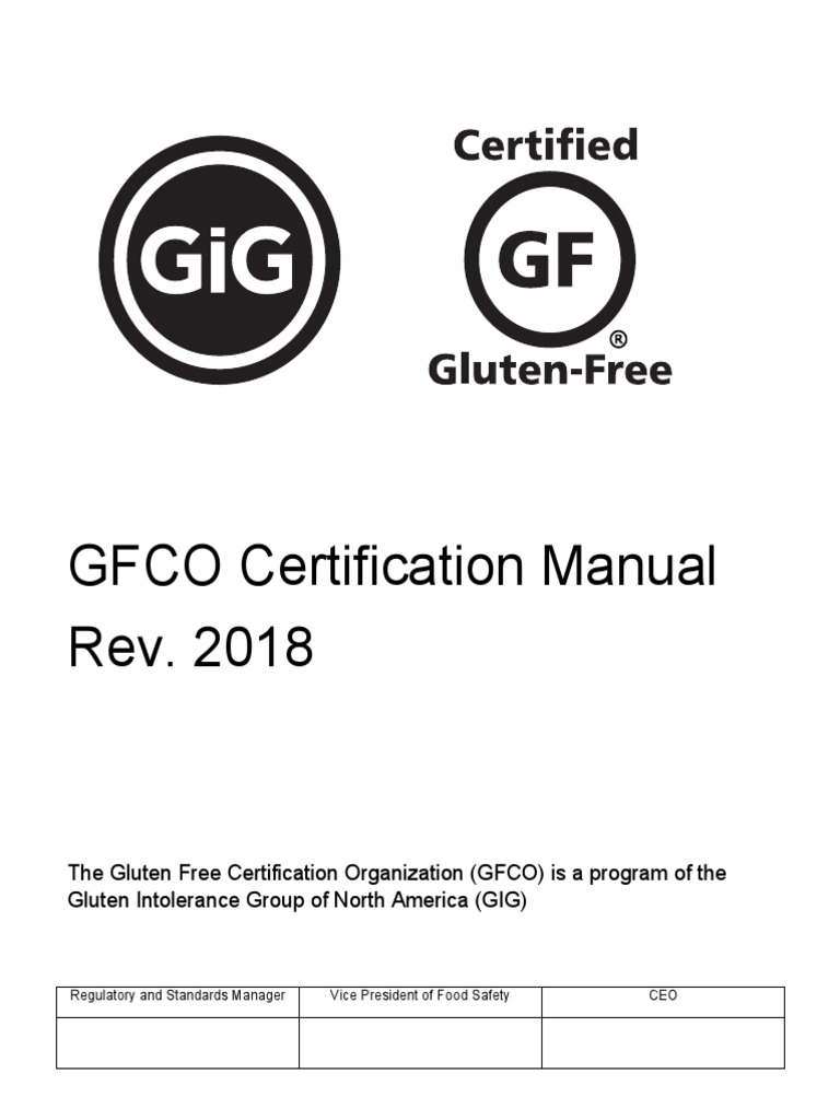 GFCO Certification Manual | PDF | Gluten Free Diet | Audit