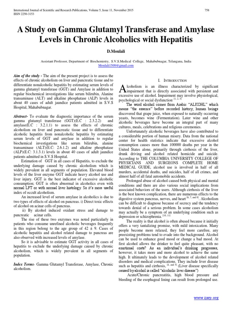 A Study On Gamma Glutamyl Transferase and Amylase Levels in Chronic ...