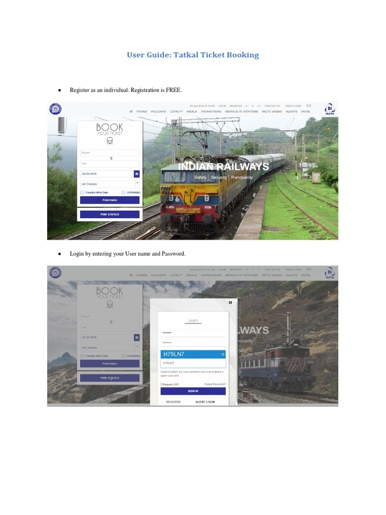 User Guide Tatkal Booking | PDF | Service Industries | Computing