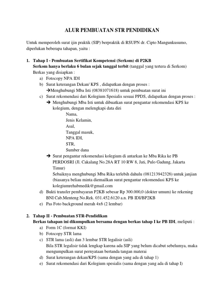Alur Pembuatan STR Pendidikan - Sip | PDF