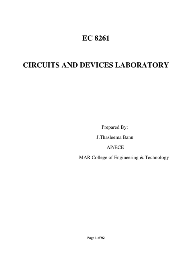 Ec8261 CD Lab Manual | PDF | Rectifier | Field Effect Transistor