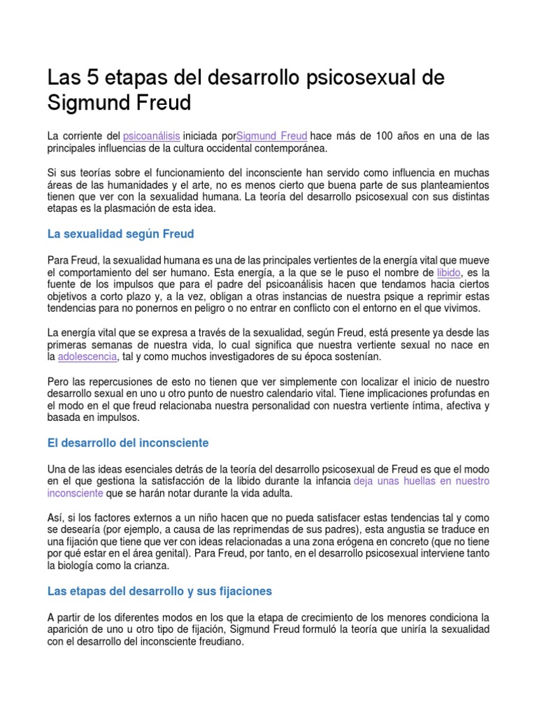 Las 5 Etapas Del Desarrollo Psicosexual de Sigmund Freud | Libido | Sigmund Freud