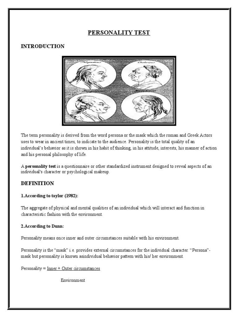 Personality Test | PDF | Psychology | Neuroscience