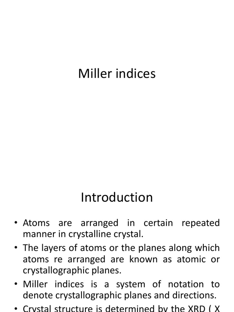 Miller Indices | PDF | Crystal Structure | X Ray Crystallography