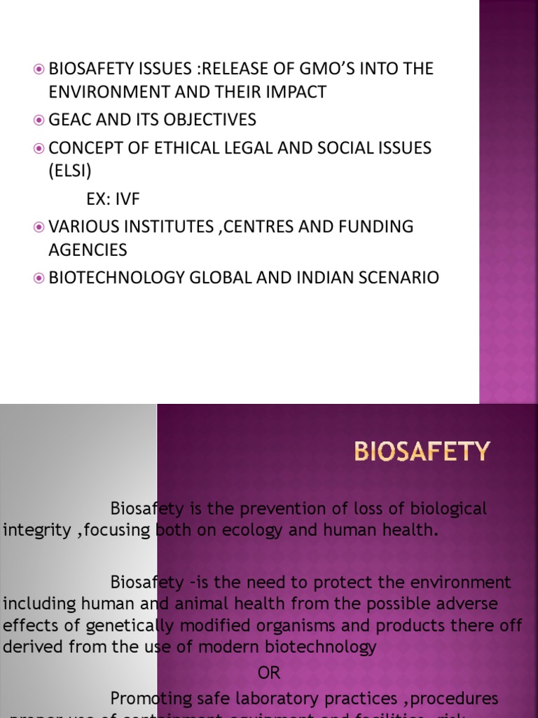 Biosafety and ELSI | PDF | Genetically Modified Organism | Biotechnology