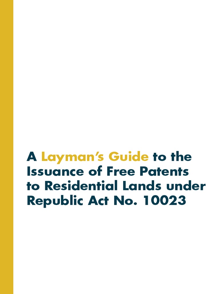 A Layman's Guide To The Issuance of Free Patents To Residential Lands ...