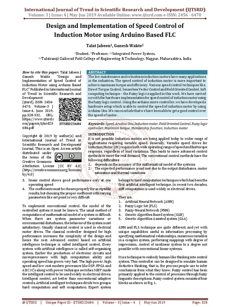 Design and Implementation of Speed Control of Induction Motor Using ...