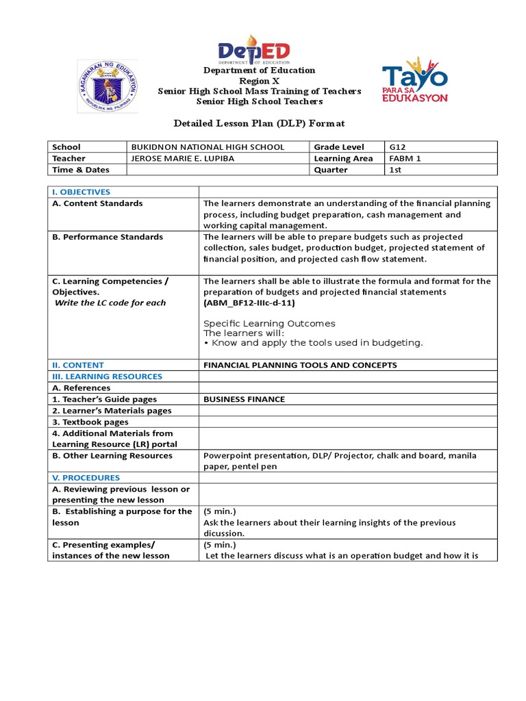 Abm Bf12 Iiic D 11 B | PDF | Lesson Plan | Learning