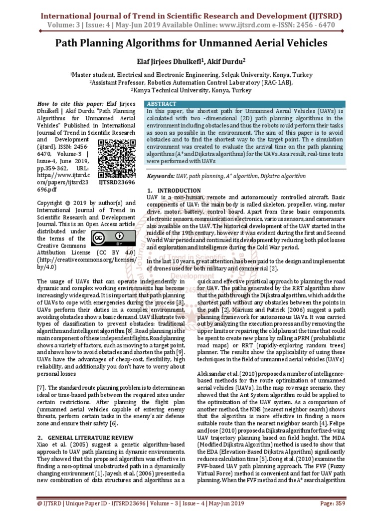 Path Planning Algorithms For Unmanned Aerial Vehicles | PDF ...