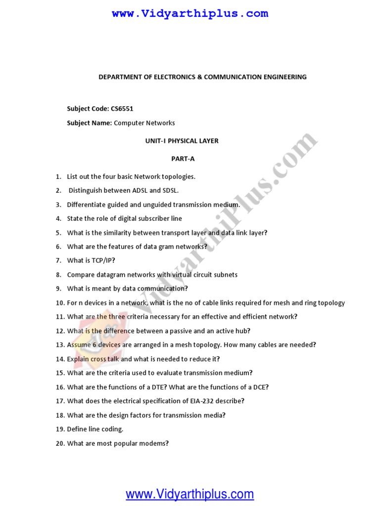 Cs6551 Computer Networks Pdf Internet Protocol Suite Computer Network 7449