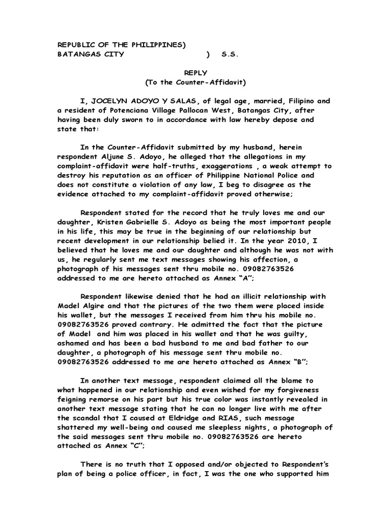 Reply Affidavit Adoyo9262 7610 | Affidavit