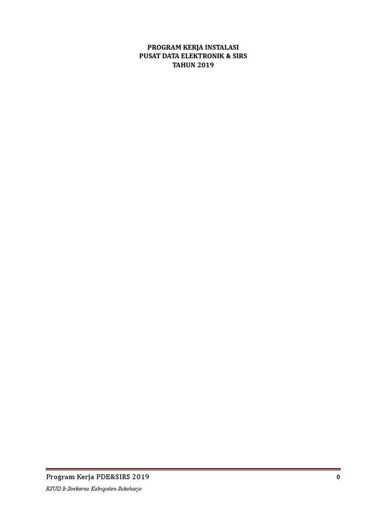 Program Kerja PDE&SIMRS 2019 | PDF