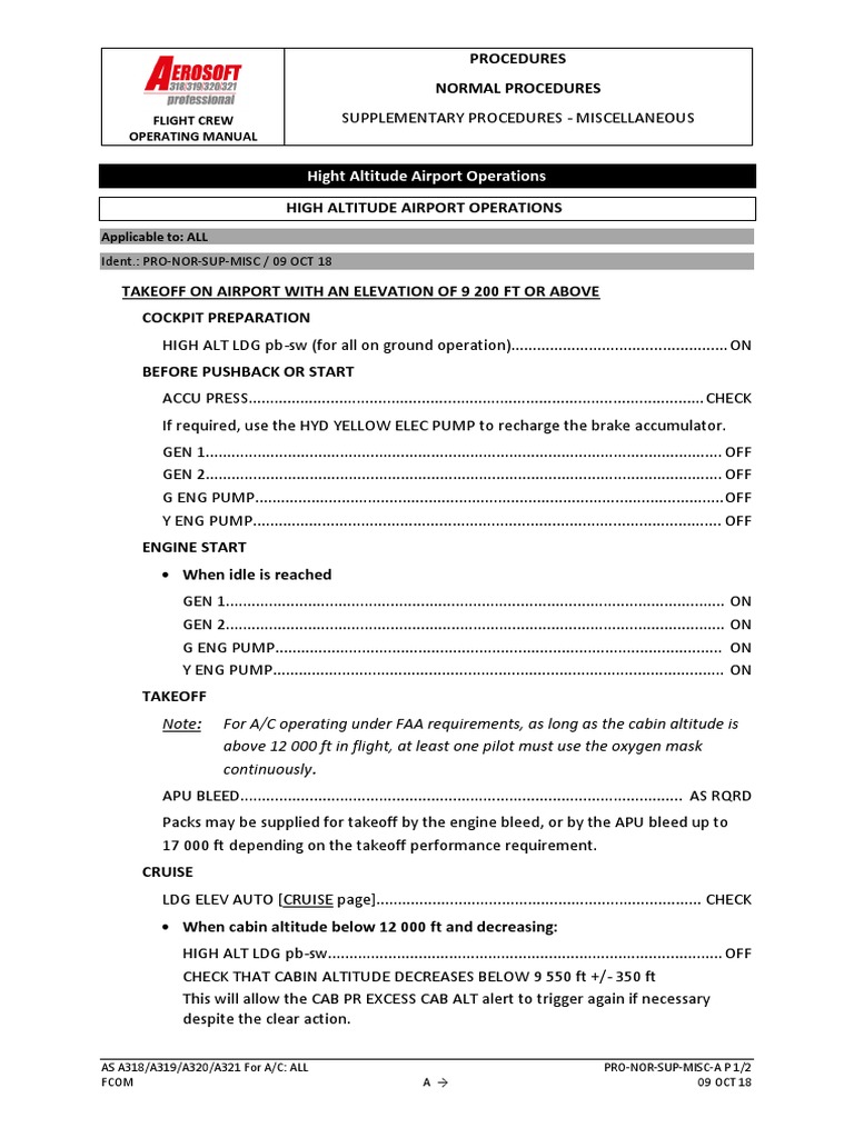 High Altitude Airport Operations Guide | PDF | Aviation Accidents And ...