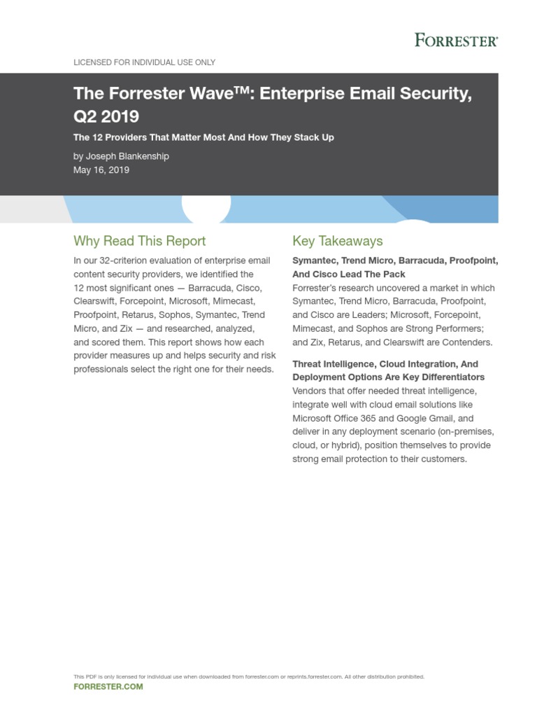 The Forrester Wave™ - Enterprise Email Security, Q2 2019 | PDF ...