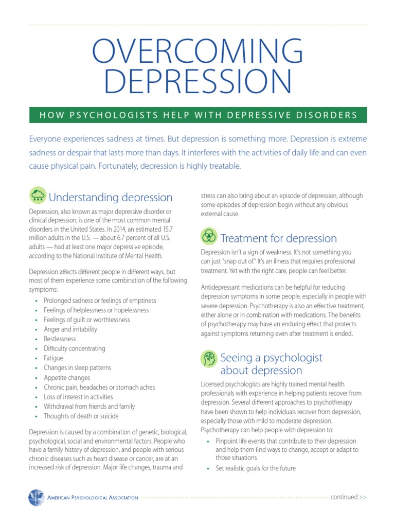 Depression Moodjuice Self-Help Guide | PDF | Major Depressive Disorder ...