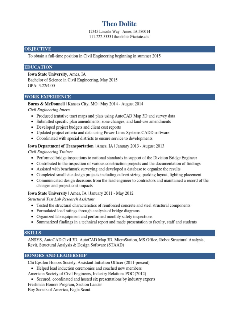 Iowa State Civil Engineering Resume | PDF