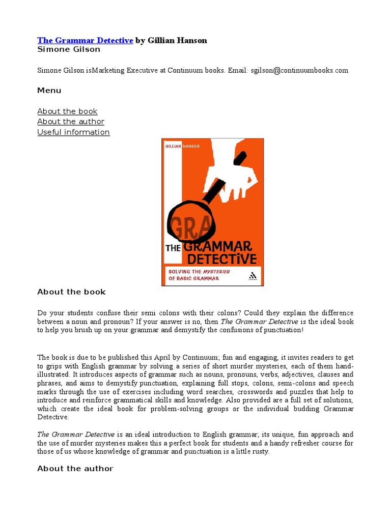 The Grammar Detective: by Gillian Hanson | PDF