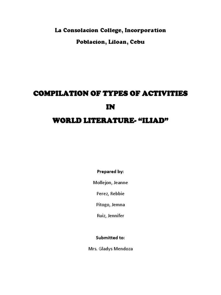 Activities in World. Lit. - Final Output | PDF | Achilles | Hector