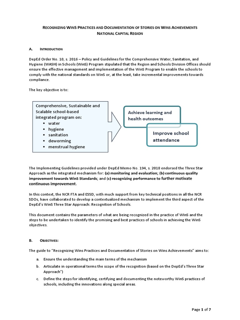 Recognizing Documenting WinS Practices - NCR 1 1 | PDF | Wash | Sanitation
