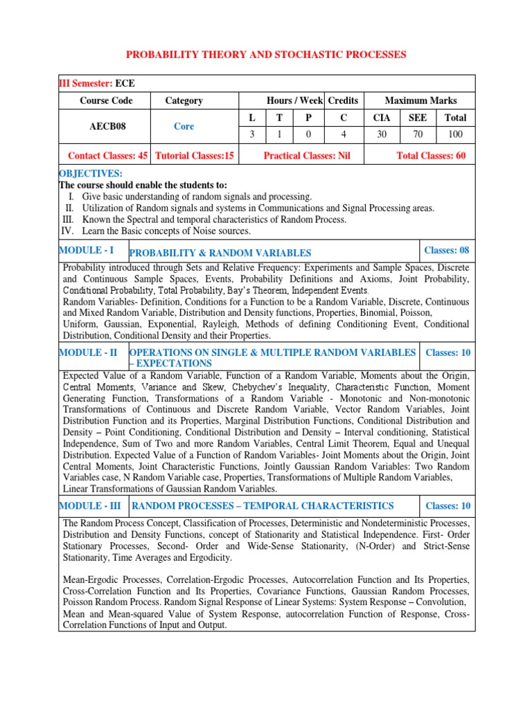 Probability Theory and Stochastic Processes | PDF | Random Variable ...