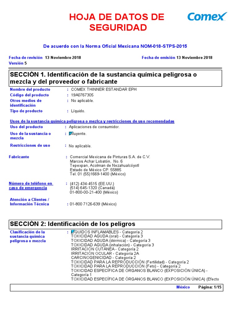 Thinner Standar | PDF | Oxígeno | Contaminación