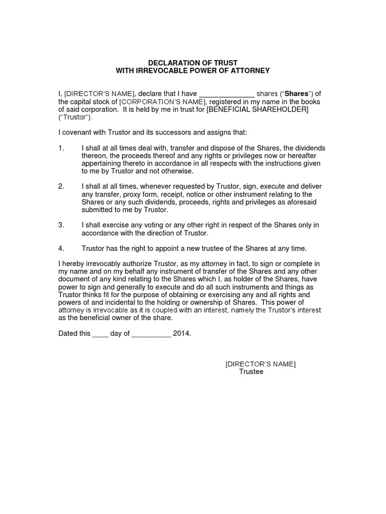Declaration of Trust and Deed of Assignment - Template | Download Free ...