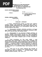 Sample Complaint Affidavit For Violation of RA 9262 | PDF | Marriage ...