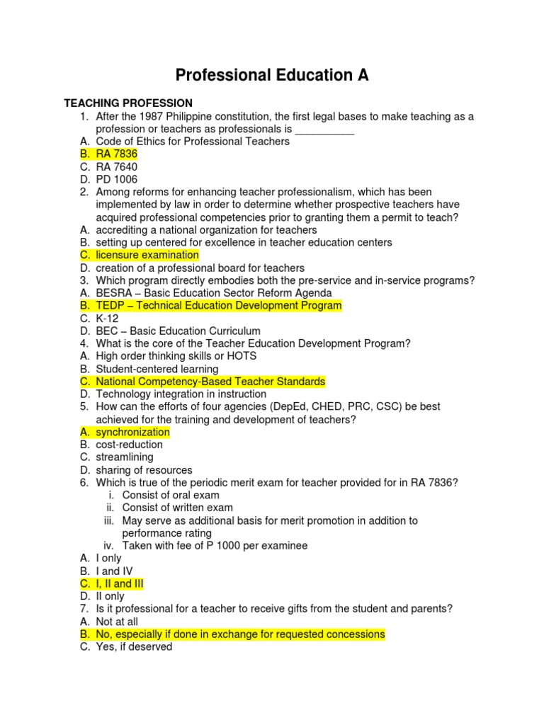 Prof Ed | PDF | Validity (Statistics) | Teachers