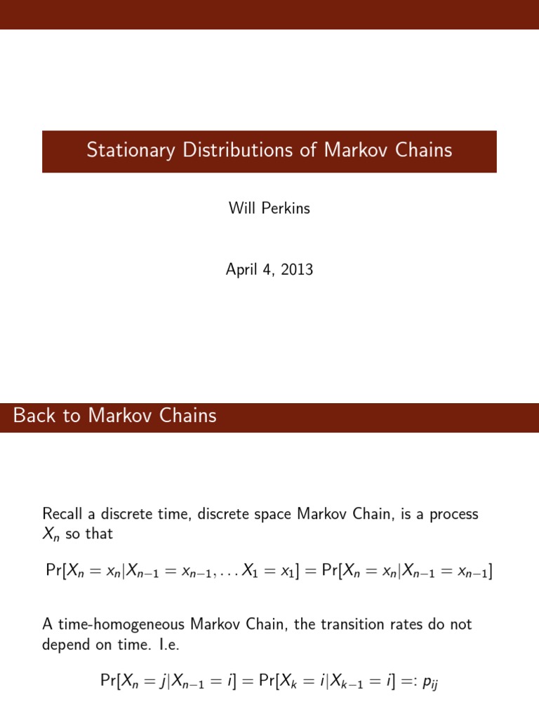 Stationary Distributions of Markov Chains: Will Perkins | PDF | Markov Chain | Mathematical ...