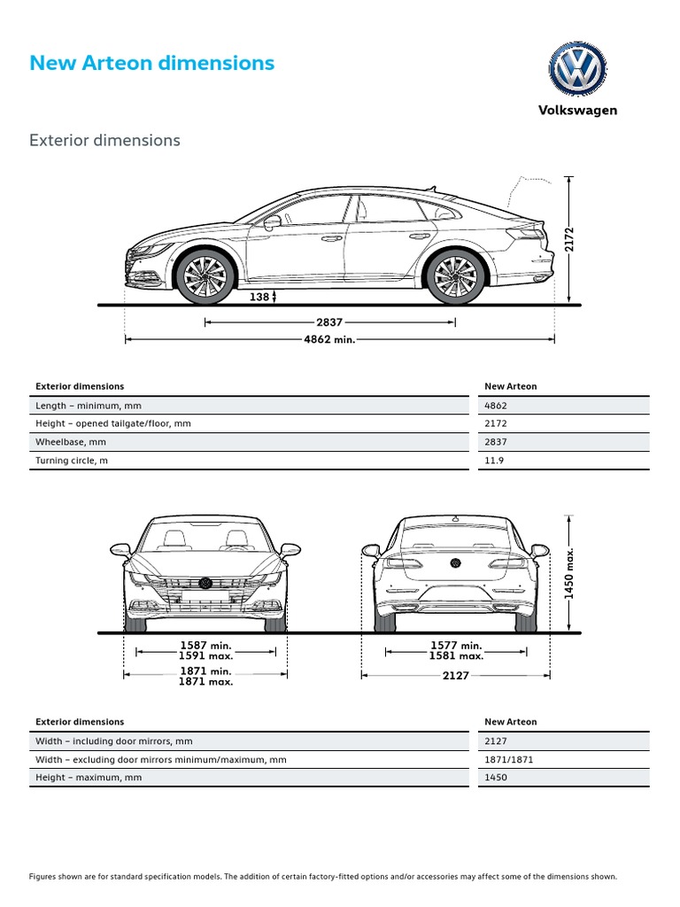 Arteon Dimensions PDF | Download Free PDF | Automotive Technologies ...