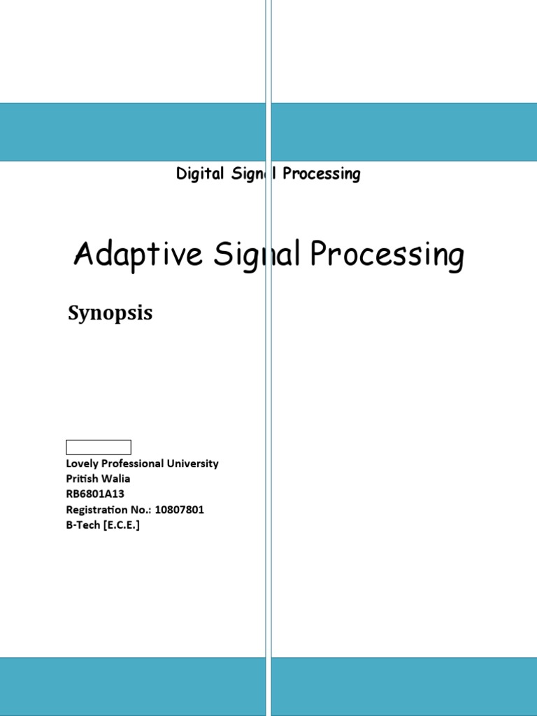 Adaptive Signal Processing: Synopsis | PDF | Electrical Engineering ...