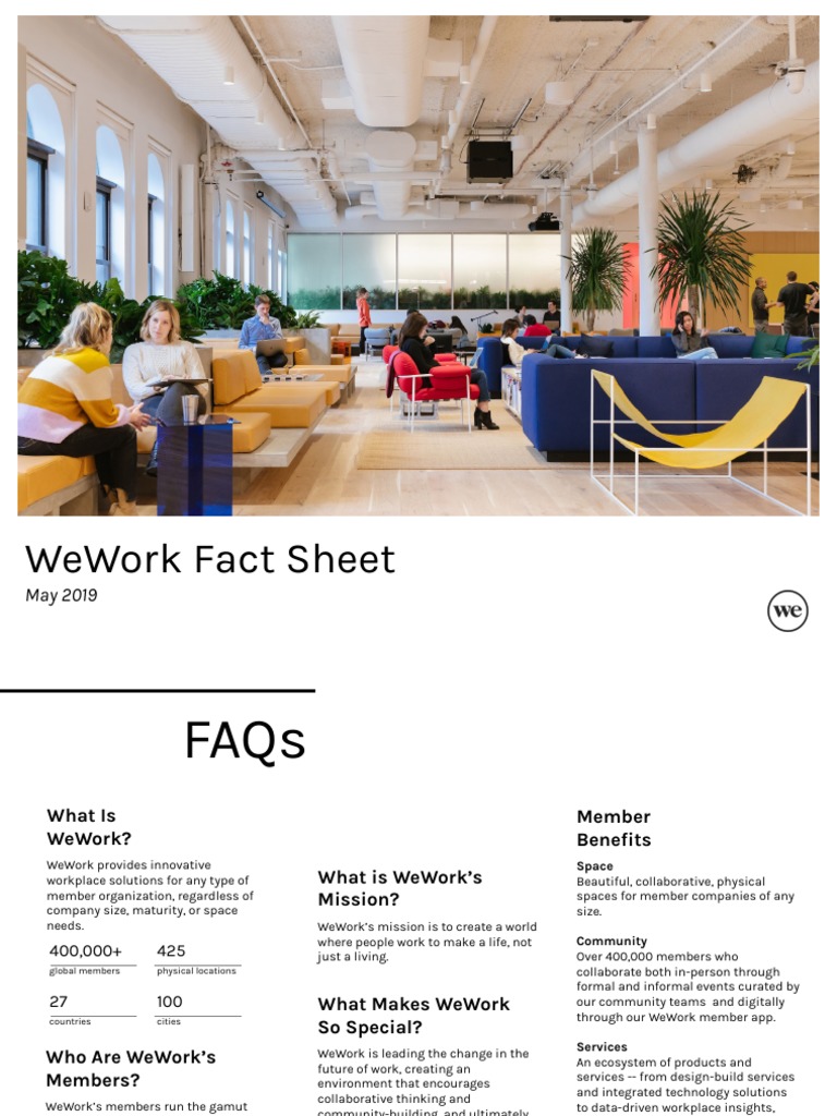 WeWork Fact Sheet | PDF | Entrepreneurship | Economies
